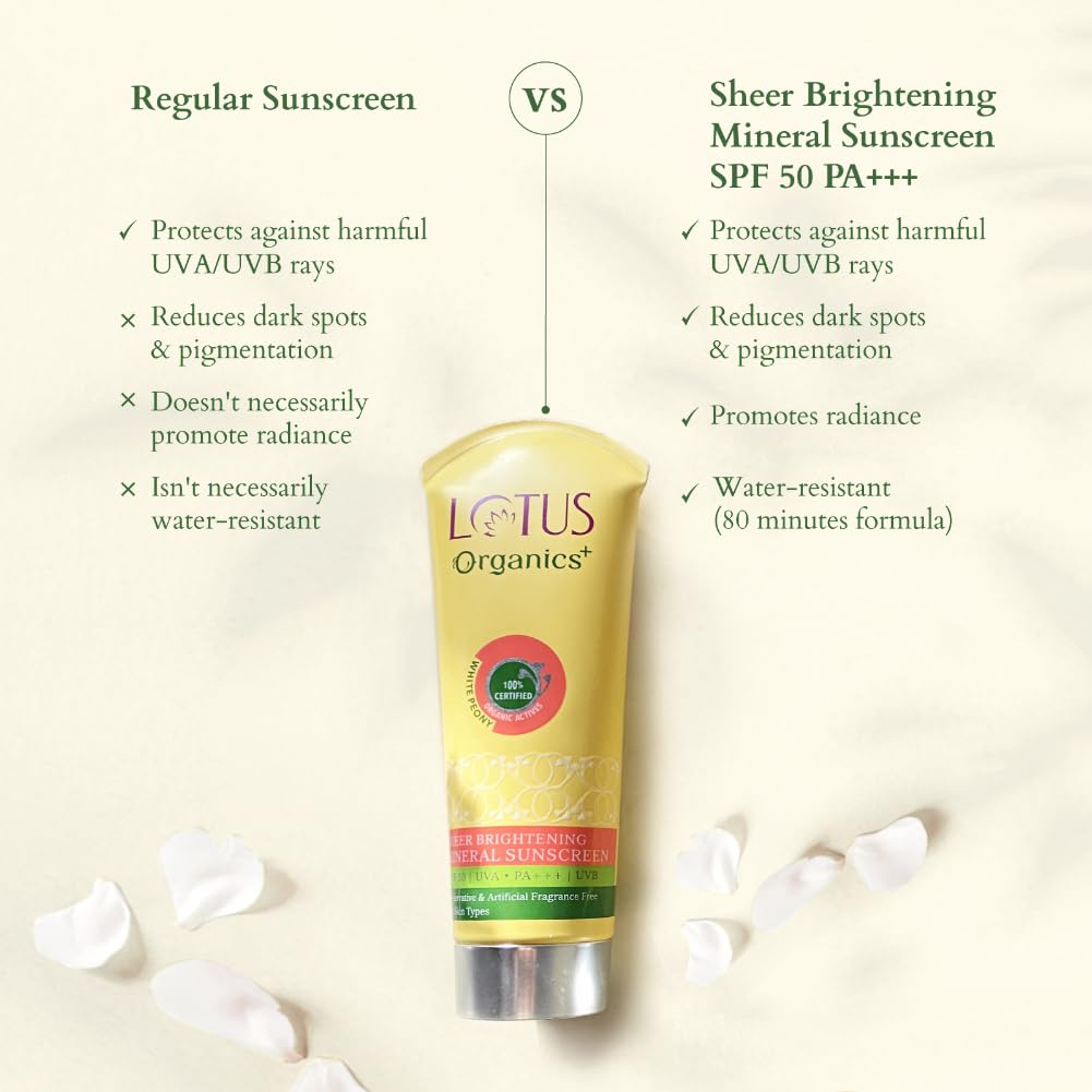 Buy Lotus Organic Sheer Brightening Mineral Sunscreen Spf-50 Pa 100 Gms ...