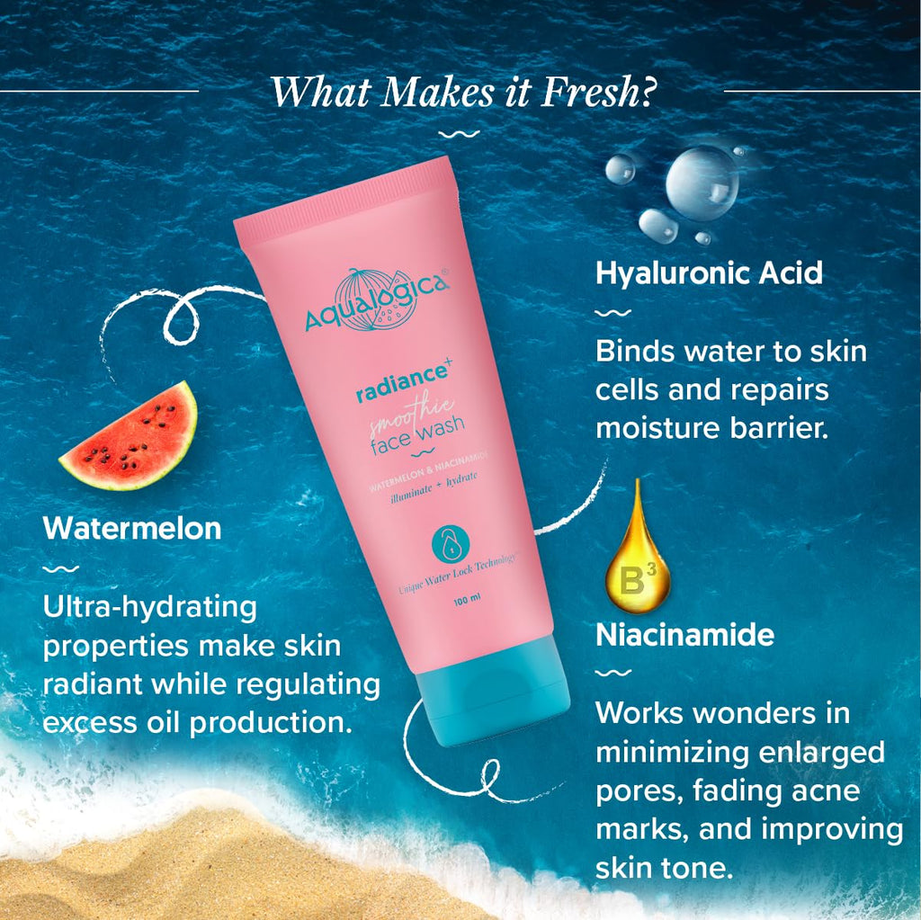 Aqualogica Radiance+ Smoothie Face Wash - Watermelon & Niacinamide, Il ...
