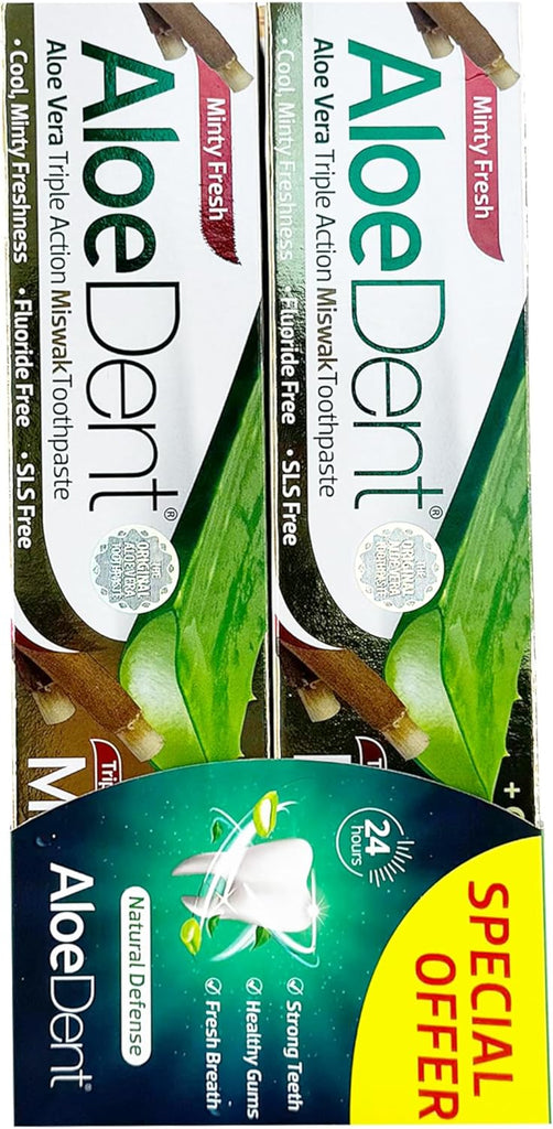 Aloe Dent Aloe Vera Miswak Toothpaste 100Ml Twin Pack – Kuwa Supplements - KSA