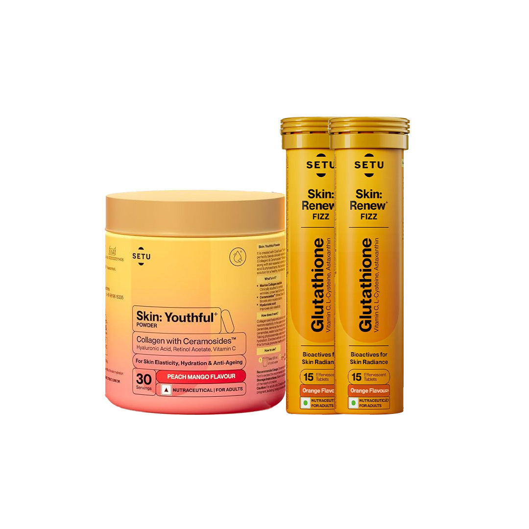 SETU Skin Rejuvenation Combo: Marine Collagen Powder Peach Mango flavo